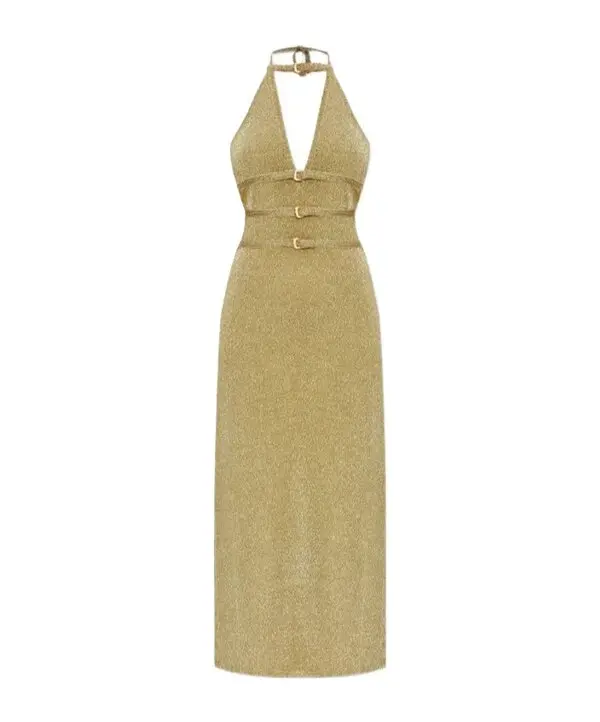 Cult Gaia Halterneck Buckled Dress - Nude