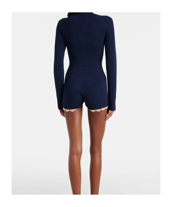 Magda Butrym Lace-trimmed Knitted Cotton-blend Romper