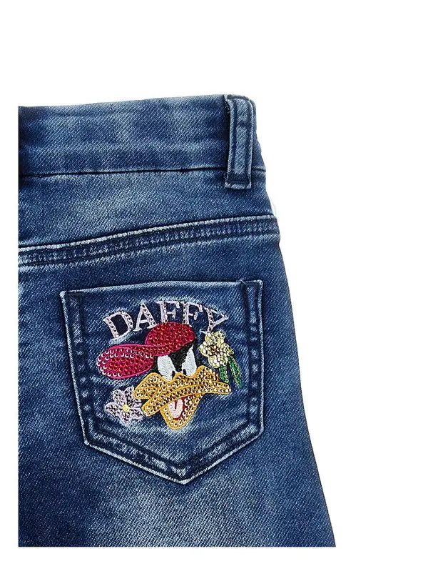 Monnalisa X Looney Tunes Embellished Wide-leg Jeans