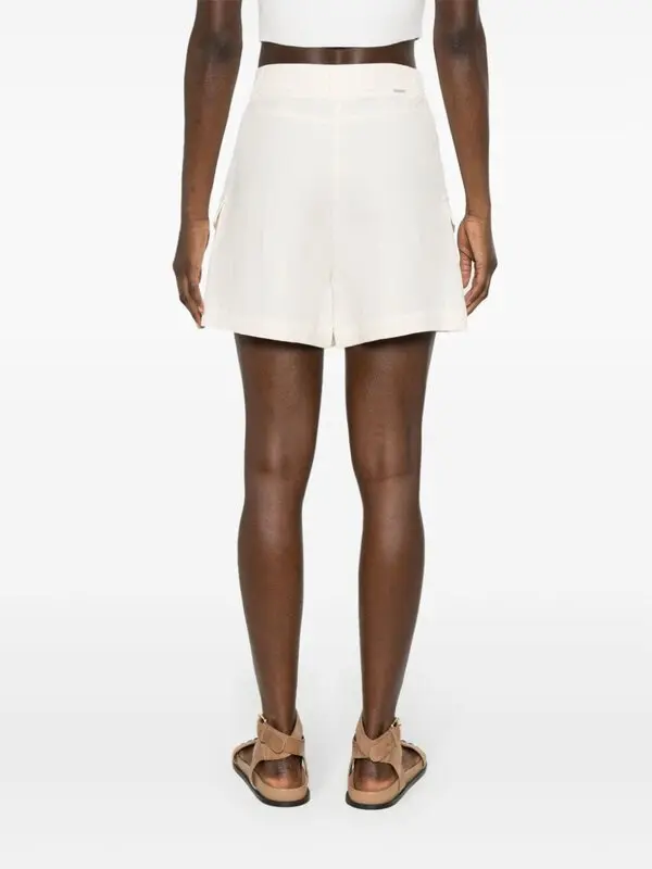 Woolrich Linen Blend High-waisted Pleated Cargo Shorts - White