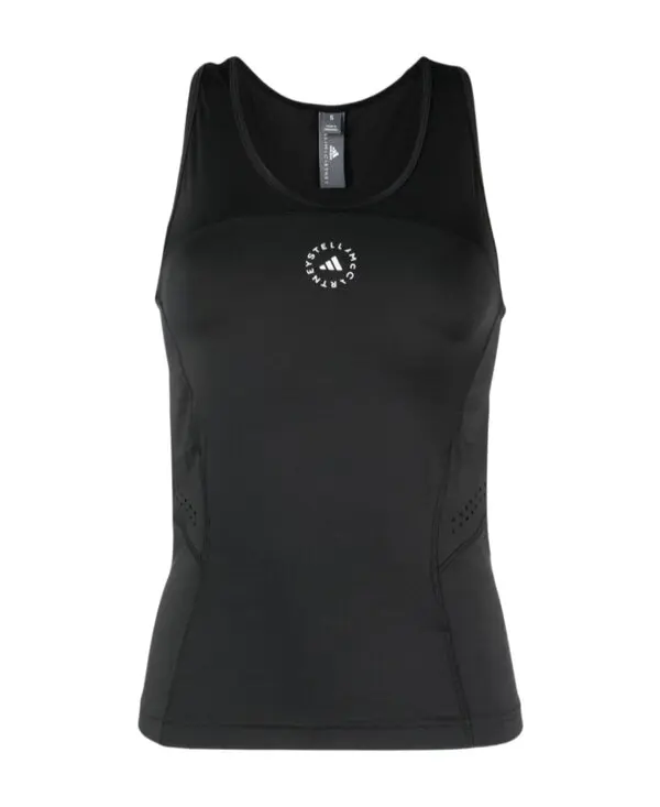 Adidas By Stella McCartney Logo Printed Racerback Tank Top - Black