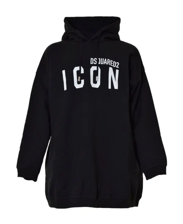 Dsquared2 Logo Printed Drawstring Hoodie - Black