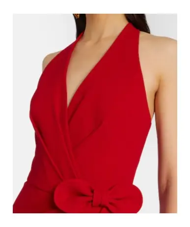 Elie Saab Bow-detail Halterneck Silk-blend Cady Gown