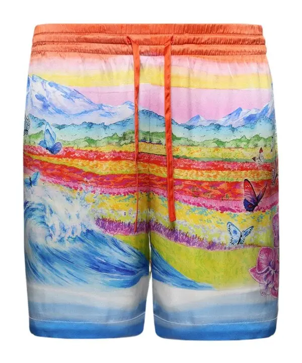 Casablanca Graphic Print Drawstring Shorts - Multicolor