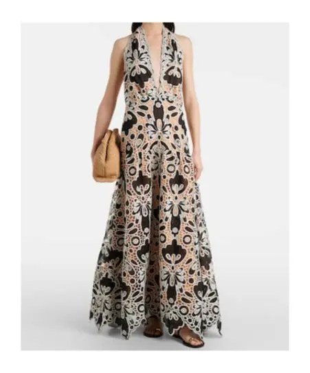 Johanna Ortiz Lace Guipure Halterneck Maxi Dress