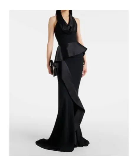 Maticevski Provocateur Halterneck Peplum Gown - Black