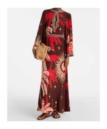 Johanna Ortiz Printed Silk Maxi Dress