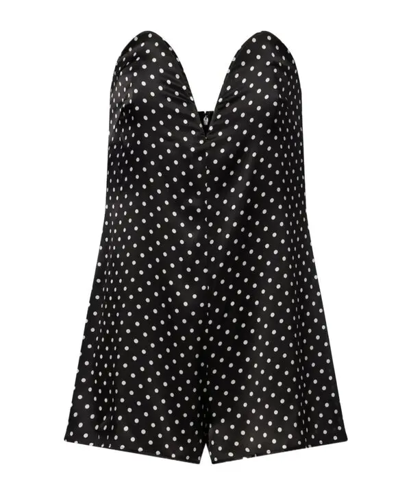 JEAN PAUL GAULTIER Polka-dot Silk Romper - Black