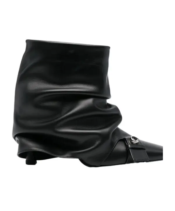 Attico Pleated Ankle Boots - Black
