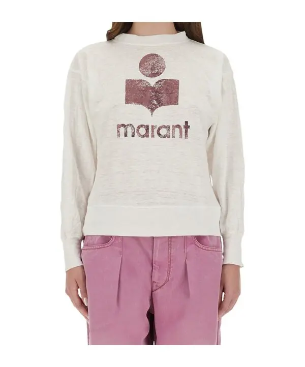 Isabel Marant Étoile Logo Printed Long-sleeved T-shirt - White