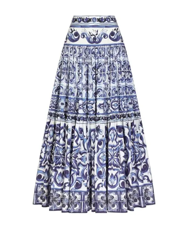 Dolce & Gabbana Dolce Gabbana Majolica-printed Pleated Maxi Skirt - Multicolor