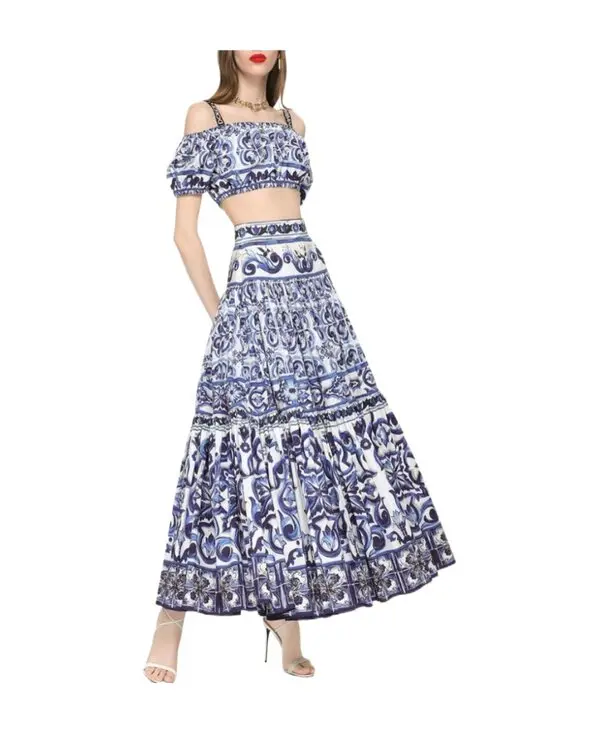 Dolce & Gabbana Majolica-printed Pleated Maxi Skirt