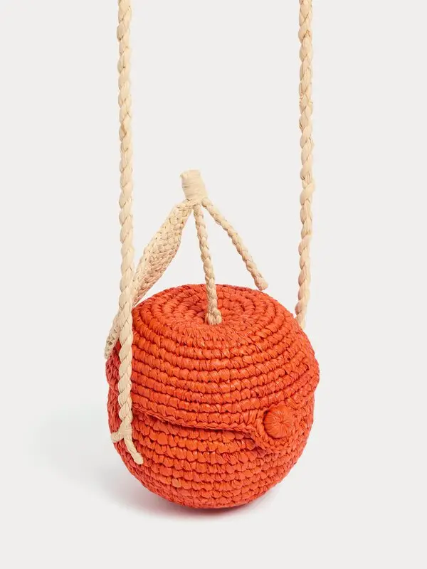 Bonpoint Cherry Raffia Crossbody Bag