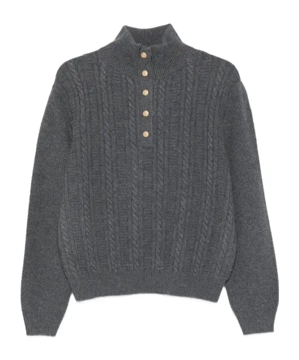 A.p.c. Cable-knit Button Sweater - Grey