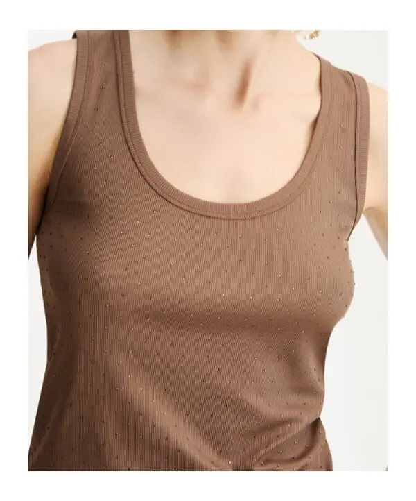 Marella Sleeveless Jersey Top With Micro-rhinestone Detail