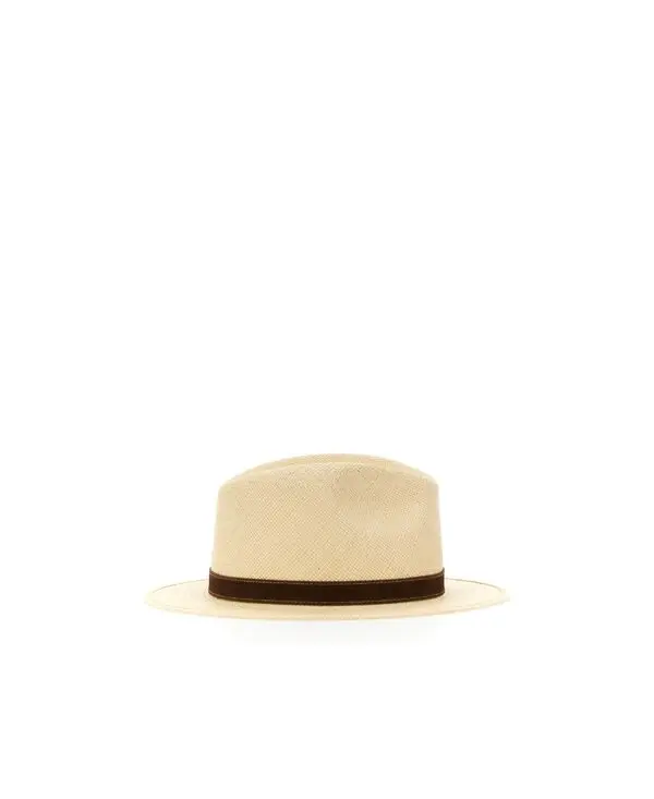 Borsalino Panama Hat With Leather Strap
