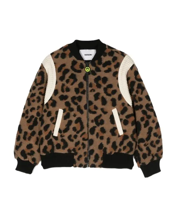 BARROW Cheetah-print Felted Bomber Jacket - Black
