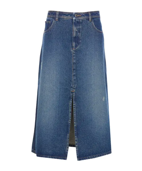 A.p.c. Mid-length Denim Skirt With Slit Detail