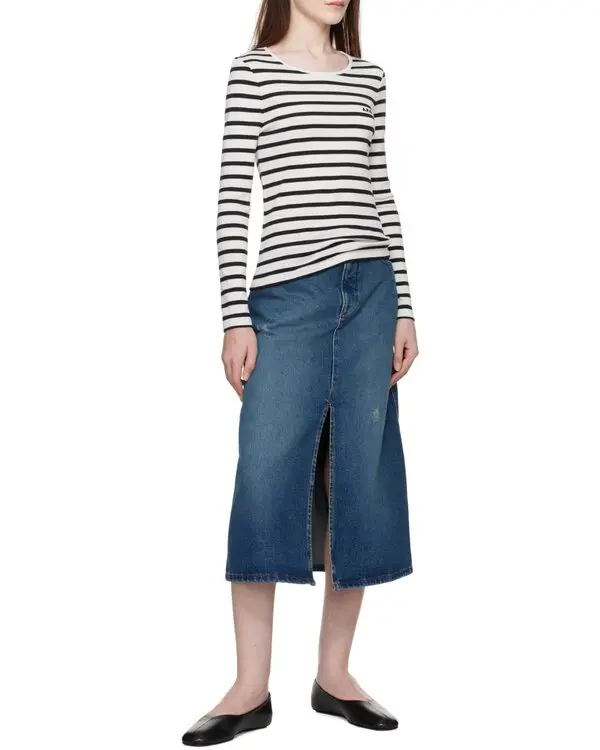 A.p.c. Mid-length Denim Skirt With Slit Detail