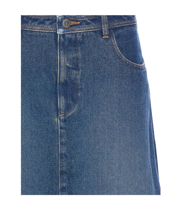 A.p.c. Mid-length Denim Skirt With Slit Detail