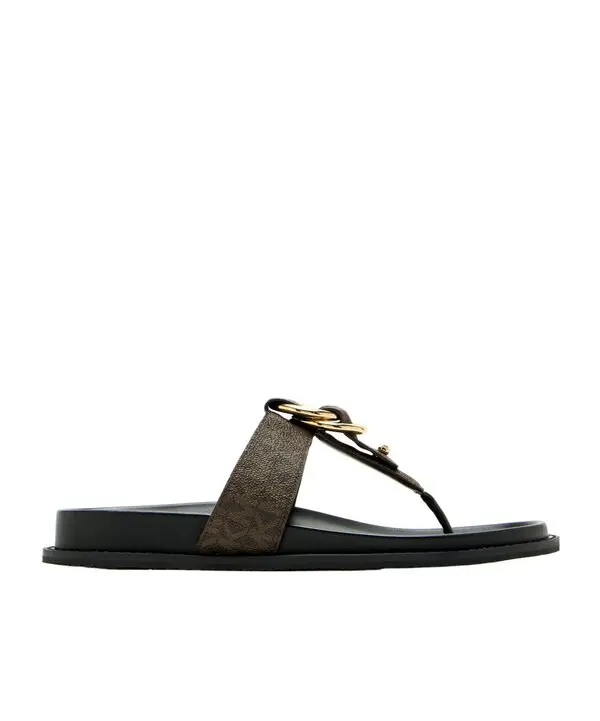Michael Kors Logo Monogram Ring-detail Flat Sandals
