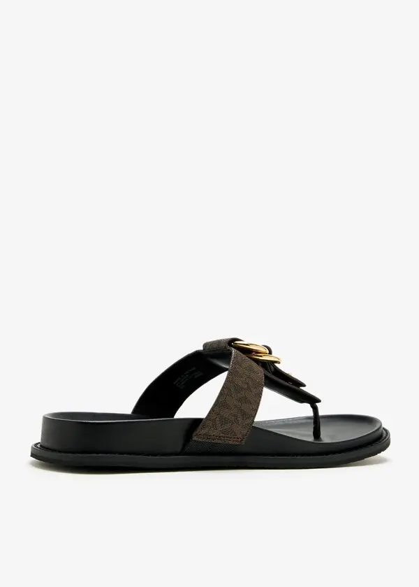 Michael Kors Logo Monogram Ring-detail Flat Sandals