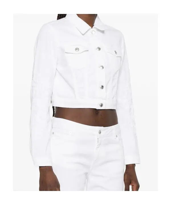 ERMANNO FIRENZE Embroidered Cropped Denim Jacket