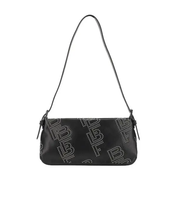 By Far Monogram Studded Shoulder Bag - Black