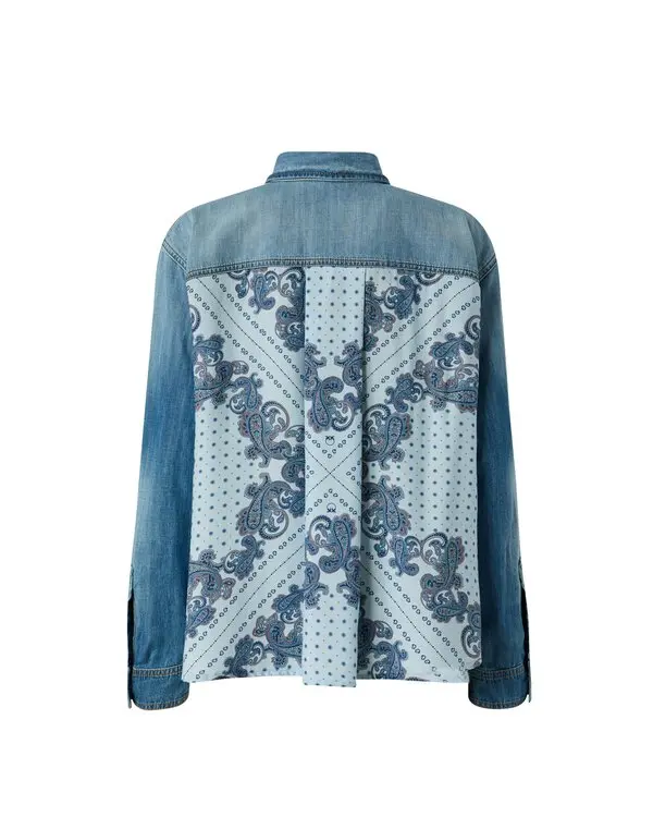 Pinko Floral Printed Denim Shirt