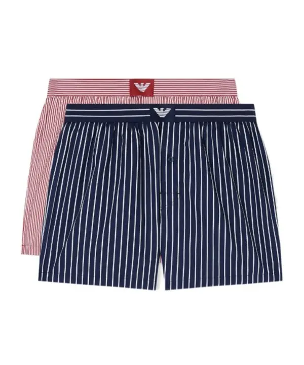 Emporio Armani 2-pack Striped Boxer Shorts - Blue