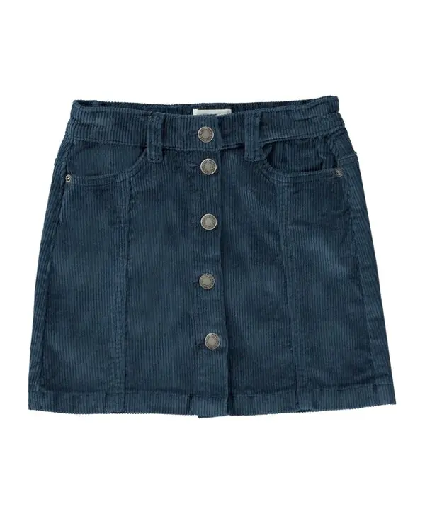 MOLO Bera Ribbed Corduroy Skirt With Gold Buttons - Blue