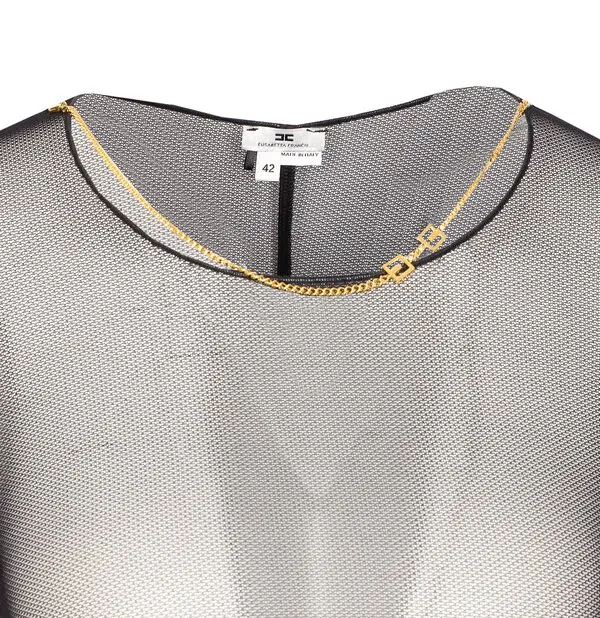 Elisabetta Franchi Mesh Long-sleeve Bodysuit