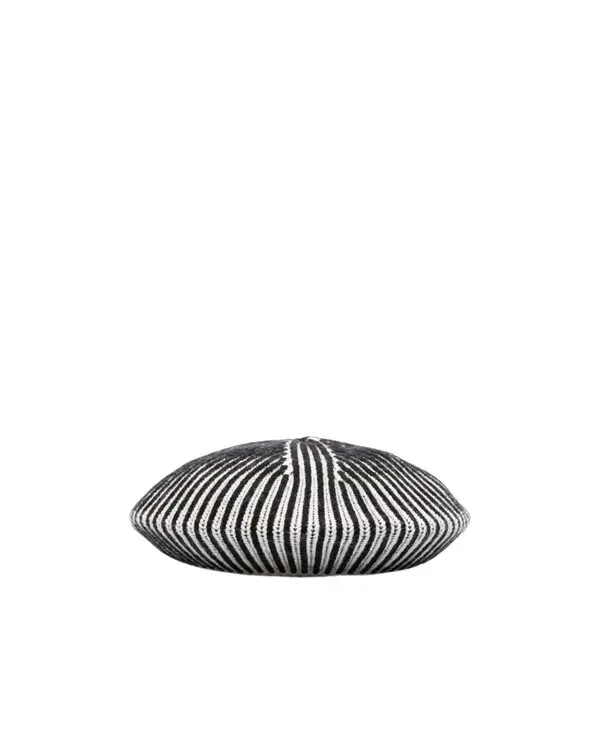 Pinko Logo-embroidered Striped Knitted Beret