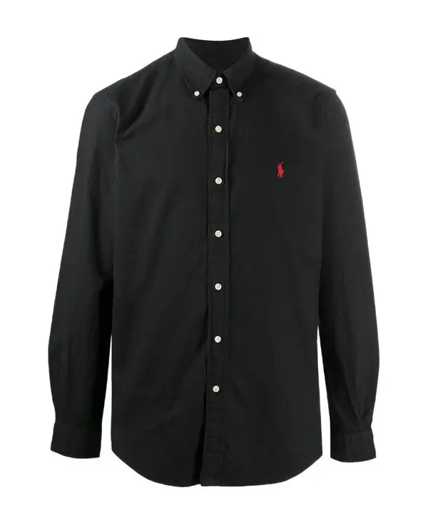 Polo Ralph Lauren Polo Pony Embroidered Curved Hem Shirt - Black