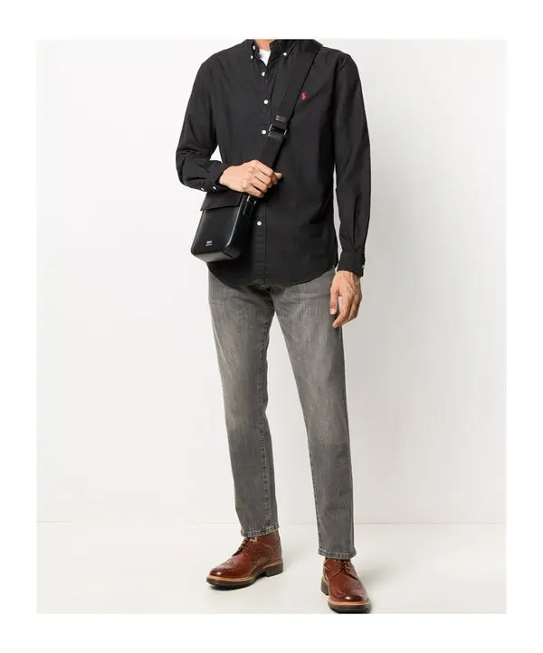 Polo Ralph Lauren Polo Pony Embroidered Curved Hem Shirt - Black
