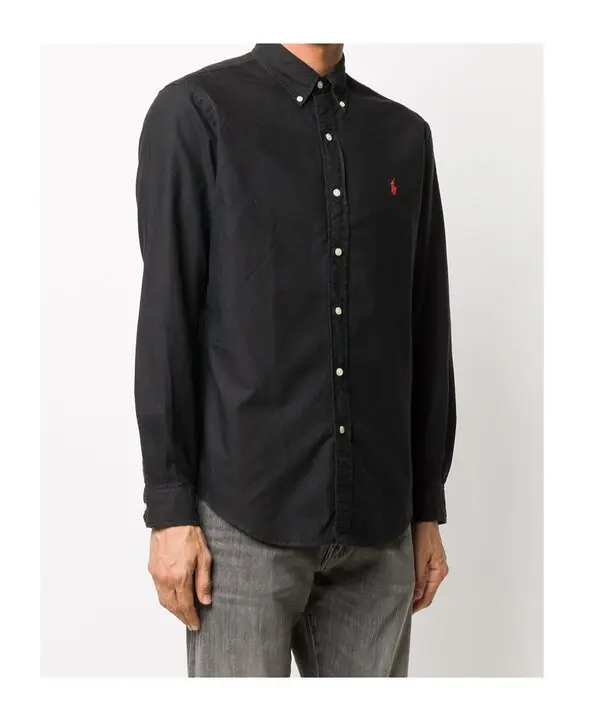 Polo Ralph Lauren Polo Pony Embroidered Curved Hem Shirt - Black