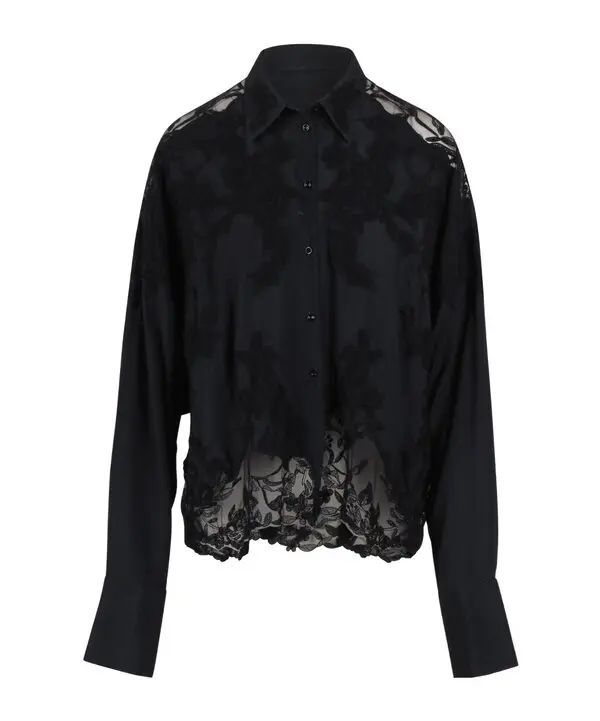 Ermanno Scervino Sheer Floral Embroidered Shirt - Black