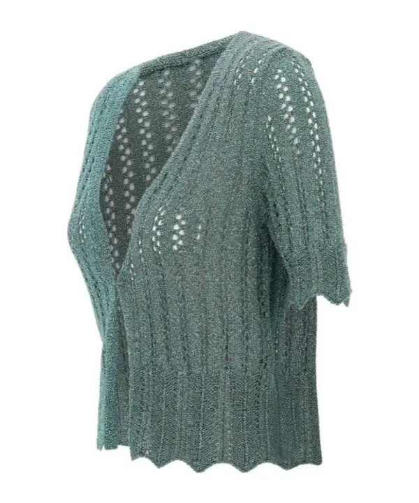 KAOS Openwork Cropped Cardigan With Metallic Sequins - No