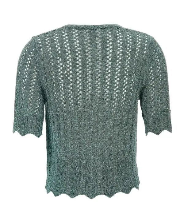 KAOS Openwork Cropped Cardigan With Metallic Sequins - No