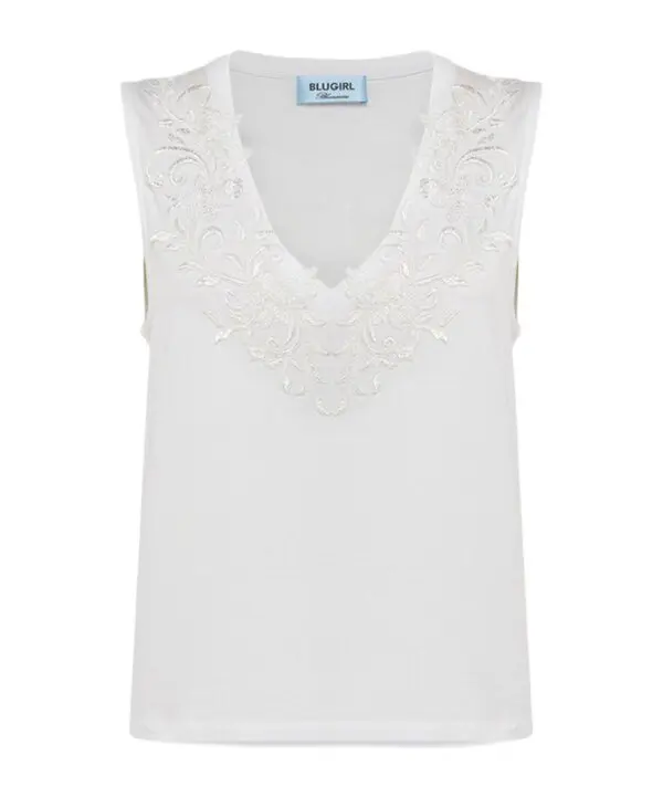 BLUGIRL Embroidered V-neck Top