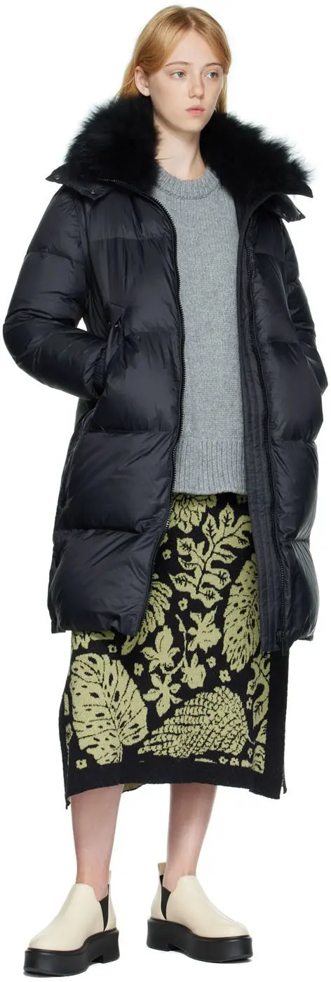 YVES SALOMON Logo Quilted Down Jacket