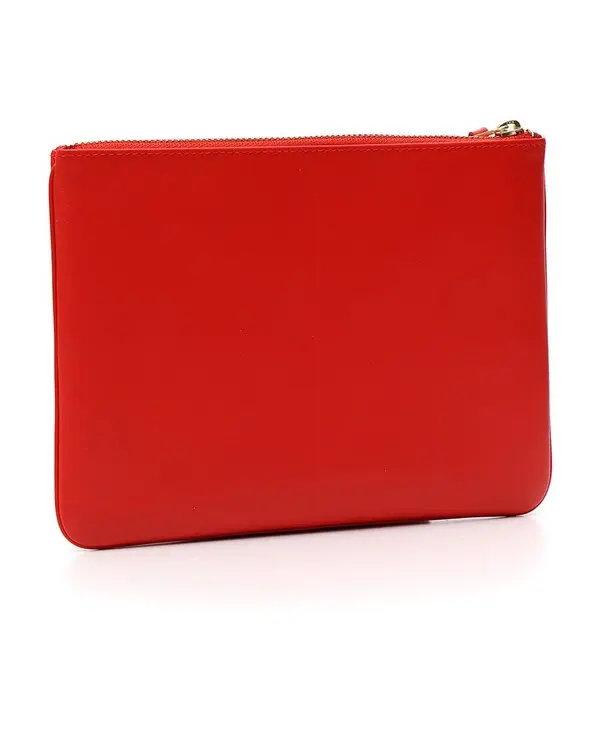 Comme Des Garçons Logo Detailed Zip-up Pouch