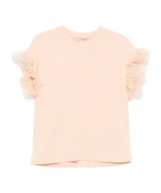 TWINSET Ruffled Sleeve Tonal Stitched T-shirt