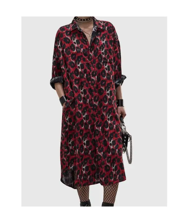 R13 Oversized Printed Shirt Dress