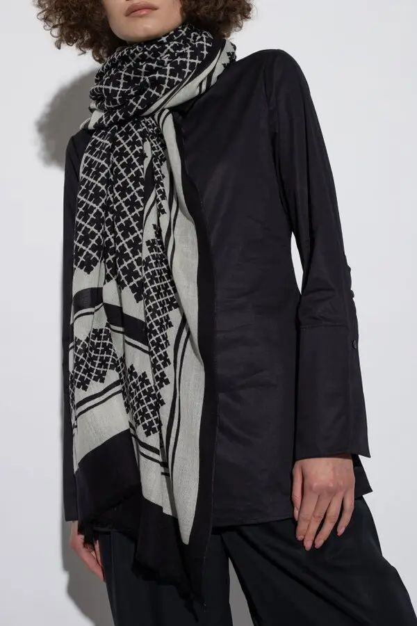 BY MALENE BIRGER Julee Patterned-intarsia Wool Scarf - Black