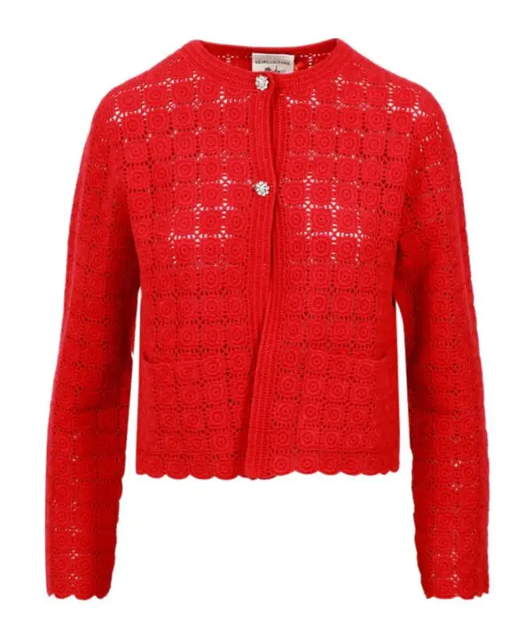SEMICOUTURE Crochet Pattern Sweater - Red