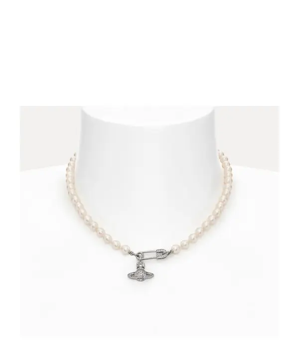 VIVIENNE WESTWOOD Lucrece Embellished Safety Pin Pendant Necklace