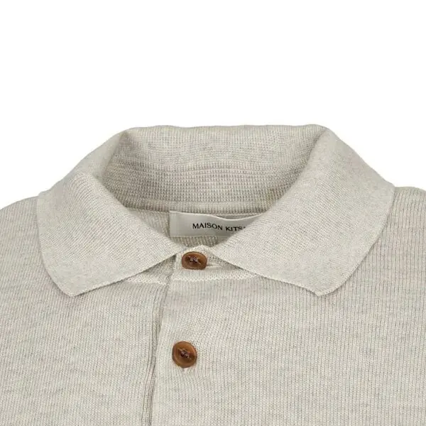 Maison Kitsuné Fox Head Patch Knit Polo Shirt
