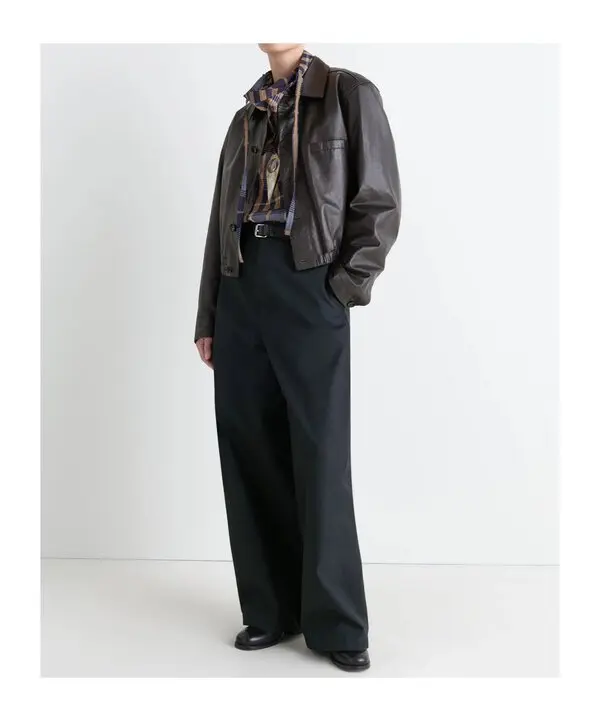 LEMAIRE Long Sleeve Buttoned-up Leather Jacket
