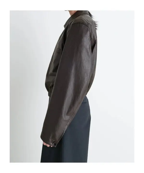 LEMAIRE Long Sleeve Buttoned-up Leather Jacket